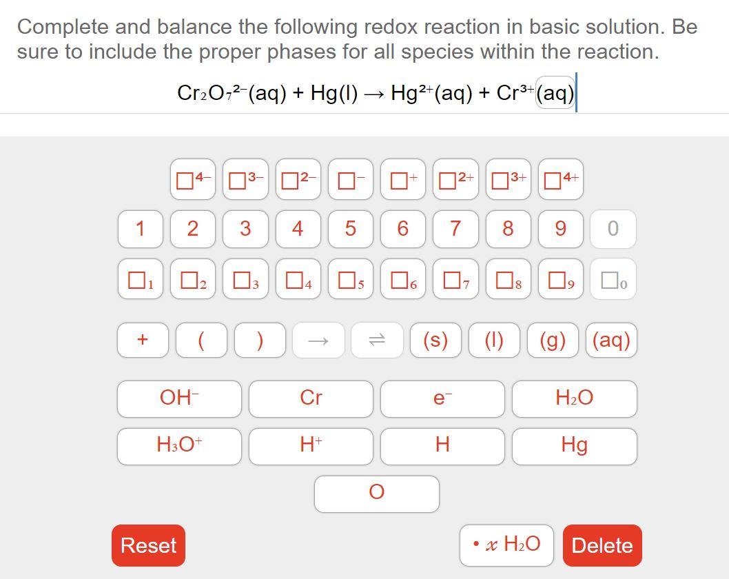 Solved Complete and balance the following redox reaction in | Chegg.com