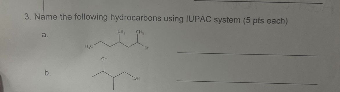 Solved 3. Name the following hydrocarbons using IUPAC system | Chegg.com