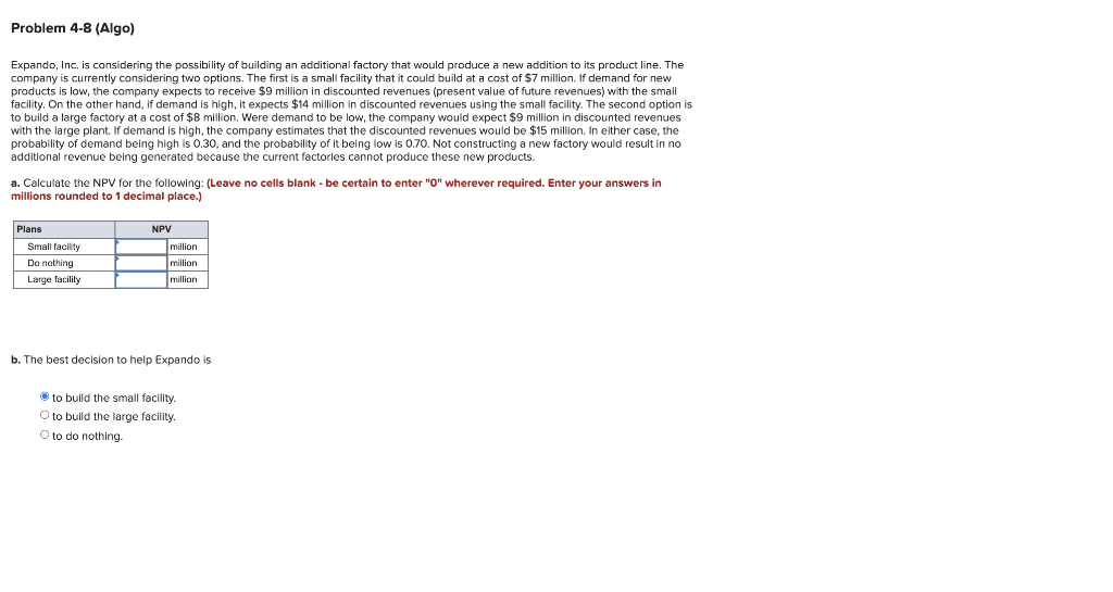 Solved Problem 4-8 (Algo) Expando, Inc. is considering the | Chegg.com