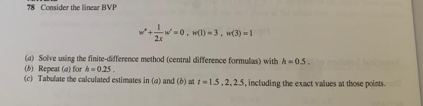 Apply the finite difference method ( central | Chegg.com