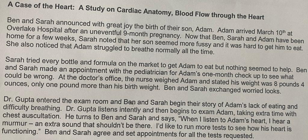 Solved A Case of the Heart: A Study on Cardiac Anatomy, | Chegg.com