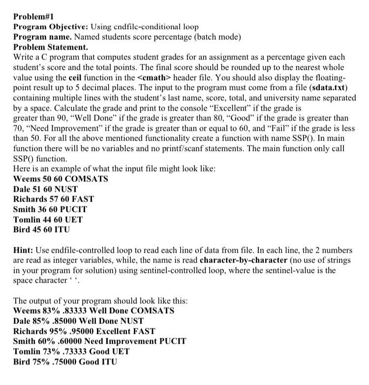 Solved Problem#1 Program Objective: Using | Chegg.com