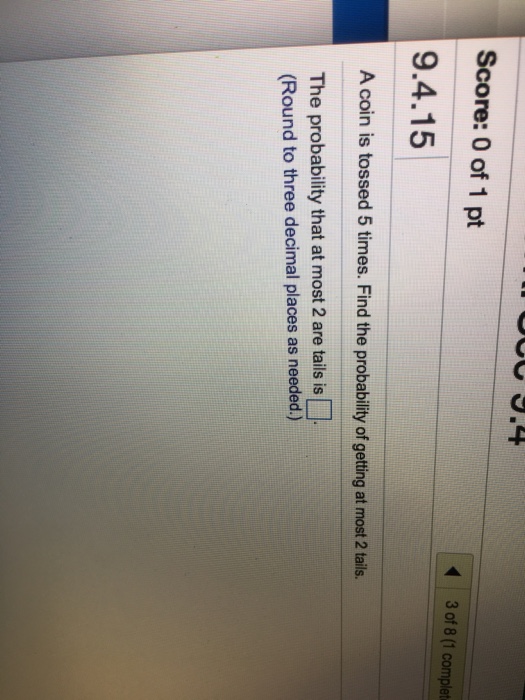 Solved A coin is tossed 5 times. Find the probability of | Chegg.com