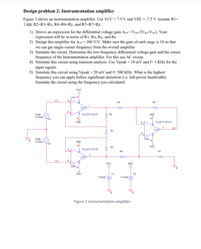 Solved Design Problem 1; Wein-bridge oscillator Figure 1 | Chegg.com