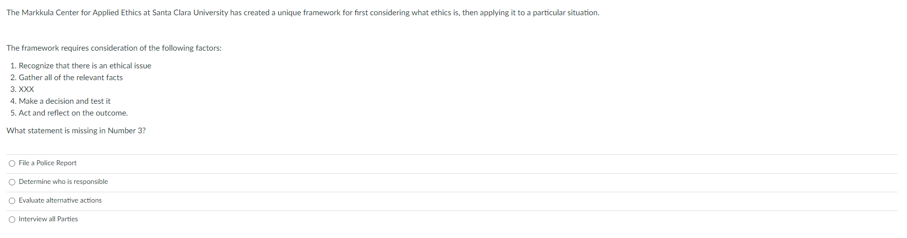 Solved The Markkula Center for Applied Ethics at Santa Clara | Chegg.com