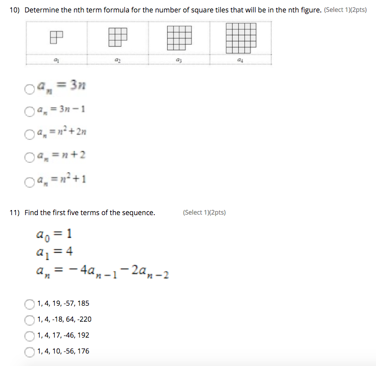 Solved 10) Determine the nth term formula for the number of | Chegg.com