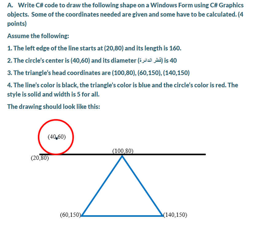 Solved A. Write C# code to draw the following shape on a | Chegg.com