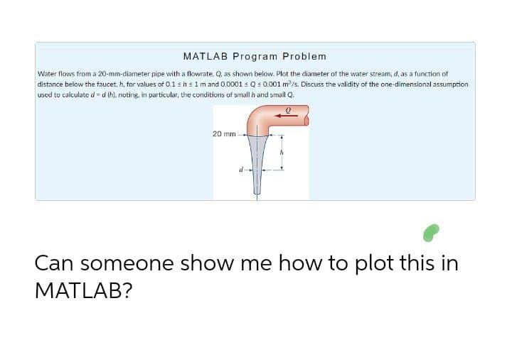 Solved MATLAB Program Problem Water tiows from a | Chegg.com