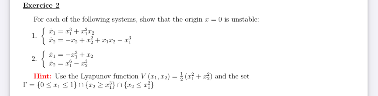 Solved Exercice 2For each of ﻿the following systems, show | Chegg.com
