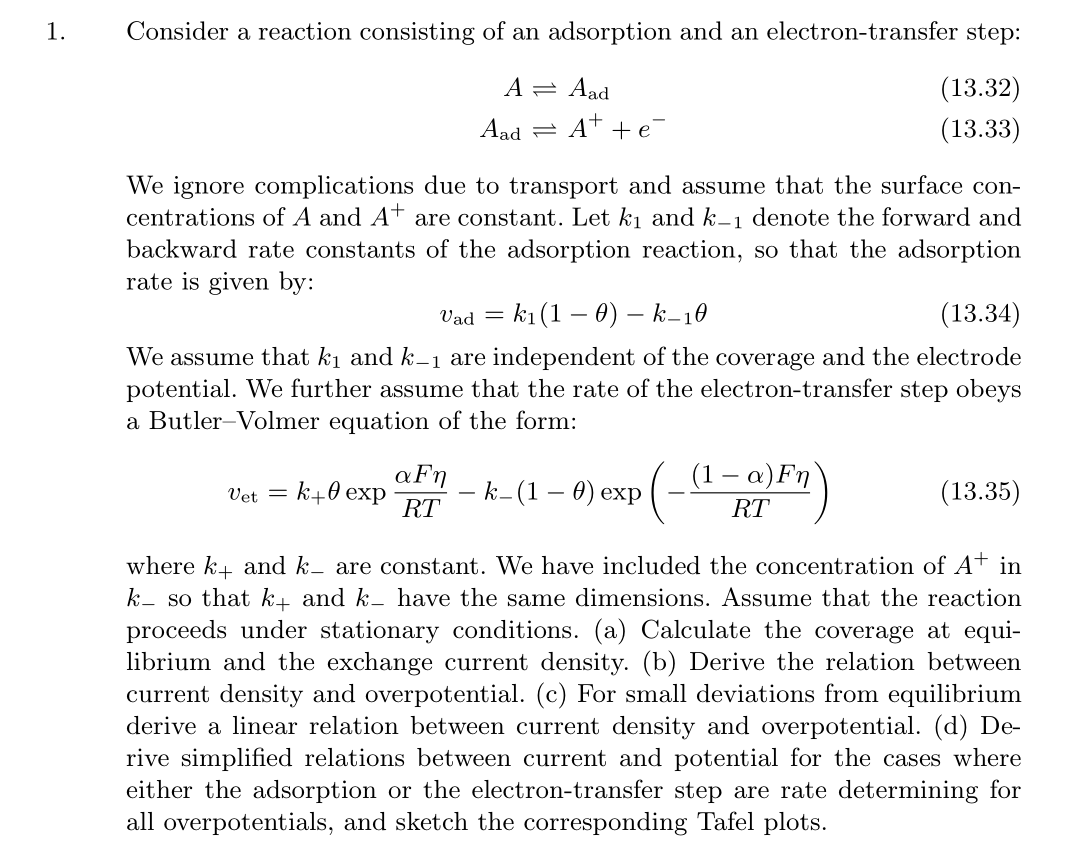 Solved Consider a reaction consisting of an adsorption and | Chegg.com