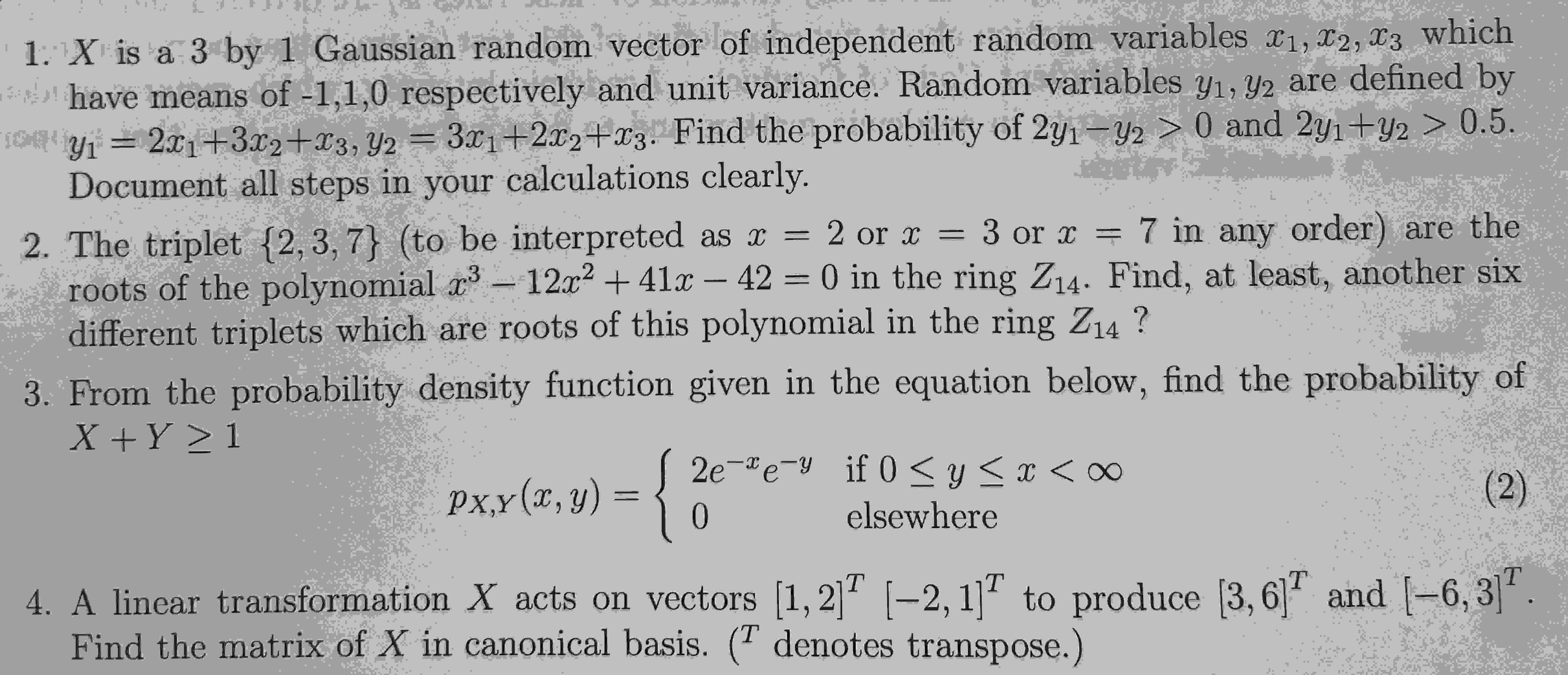 Solved x ﻿is a 3 ﻿by 1 ﻿Gaussian random vector of | Chegg.com