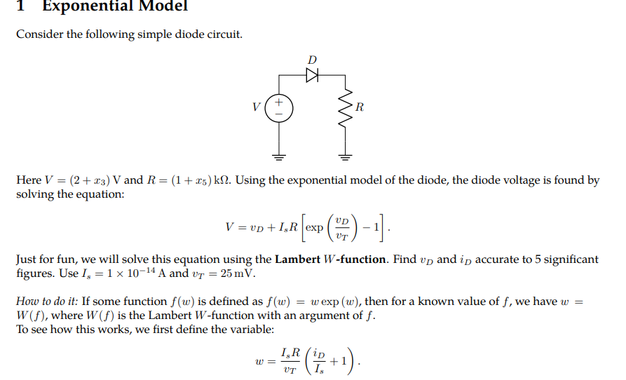 Solved 1 Exponential Model Consider the following simple | Chegg.com