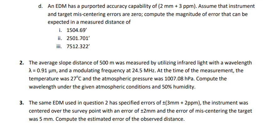 Solved An EDM has a purported accuracy capability of (2 mm | Chegg.com