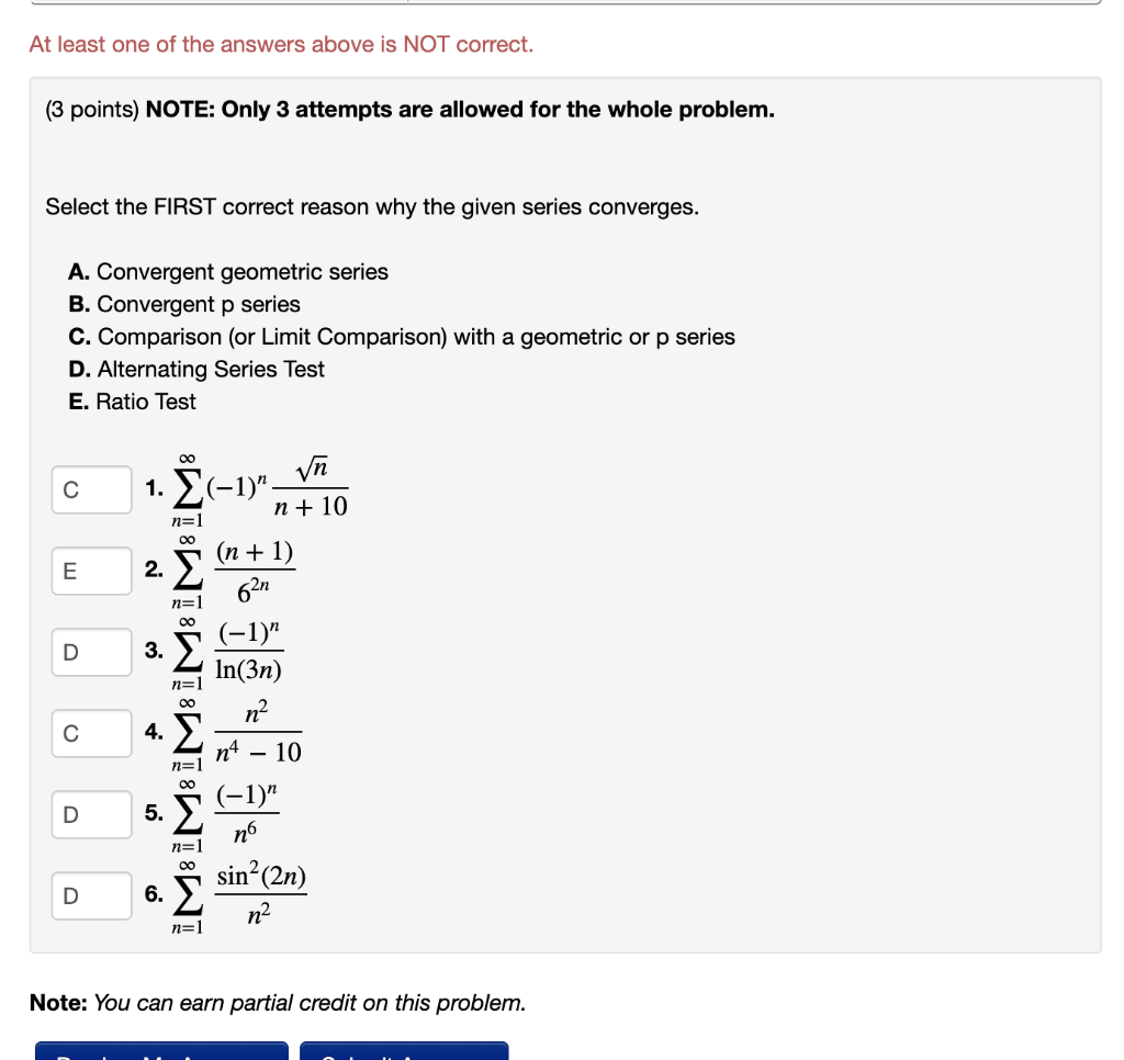 Solved At least one of the answers above is NOT correct. (3 | Chegg.com