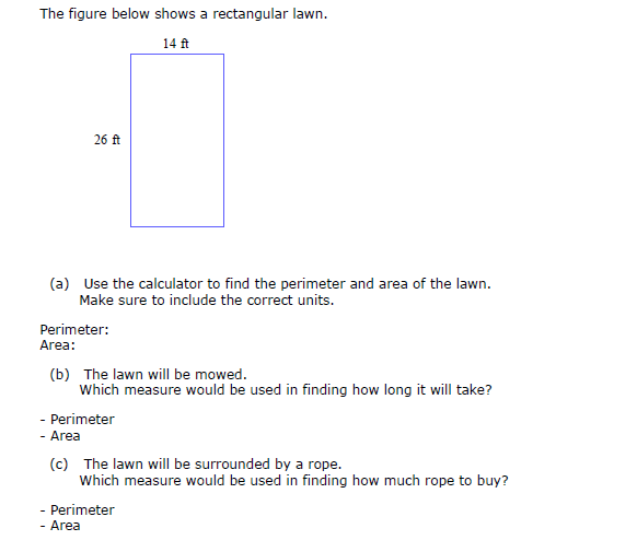 Solved The figure below shows a rectangular lawn. (a) Use | Chegg.com
