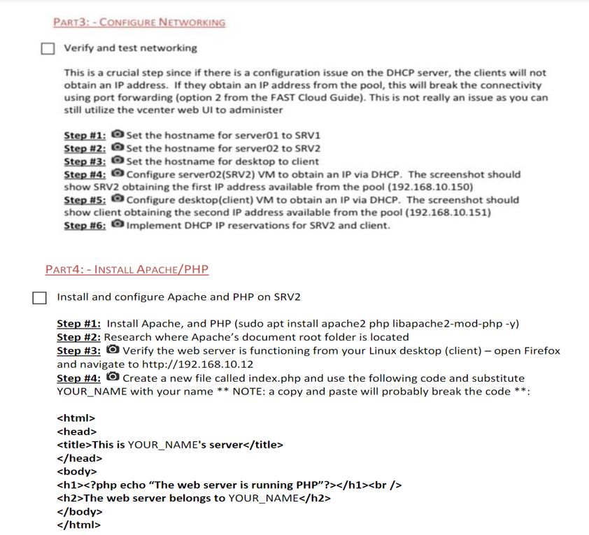 Solved PART3: - CONFIGURE NETWORKING Verify and test | Chegg.com Solved PART3: - CONFIGURE NETWORKING Verify and test | Chegg.com