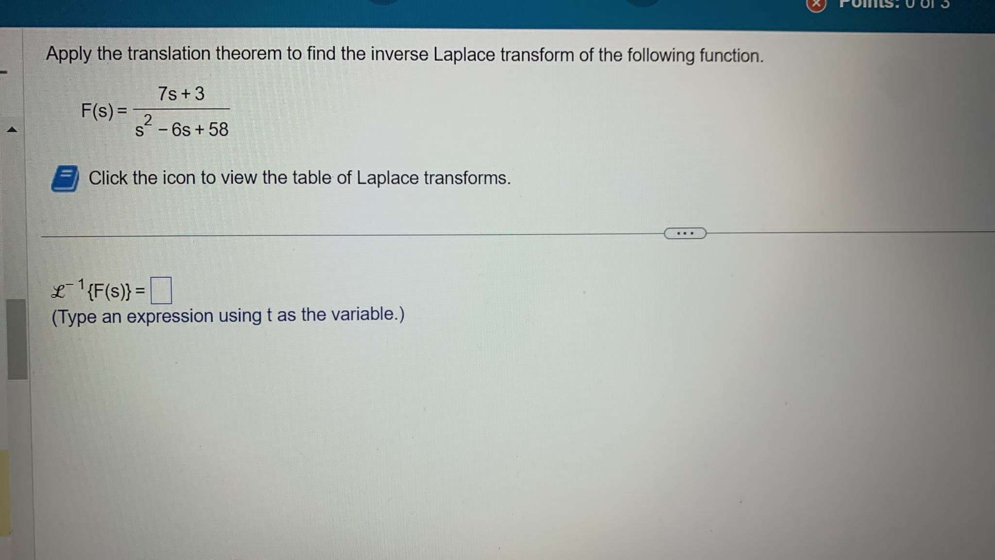 Solved Apply the translation theorem to find the inverse | Chegg.com