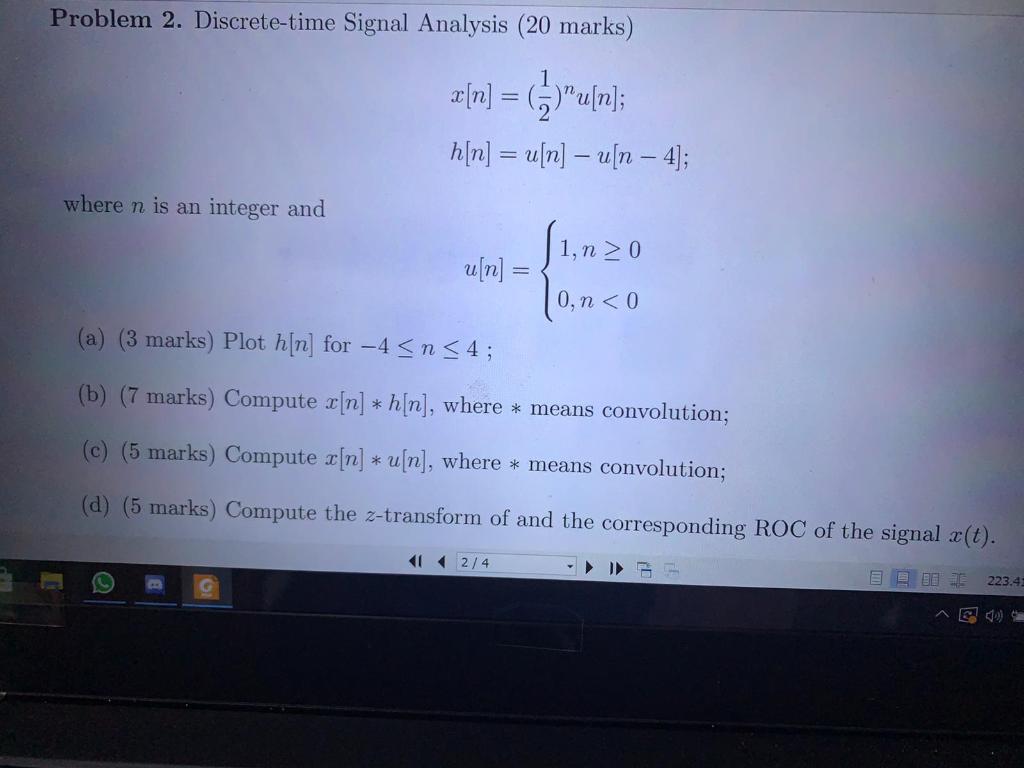 Solved Problem 2. Discrete-time Signal Analysis (20 marks) | Chegg.com