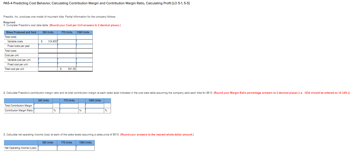 Solved PA5-4 Predicting Cost Behavior, Calculating | Chegg.com