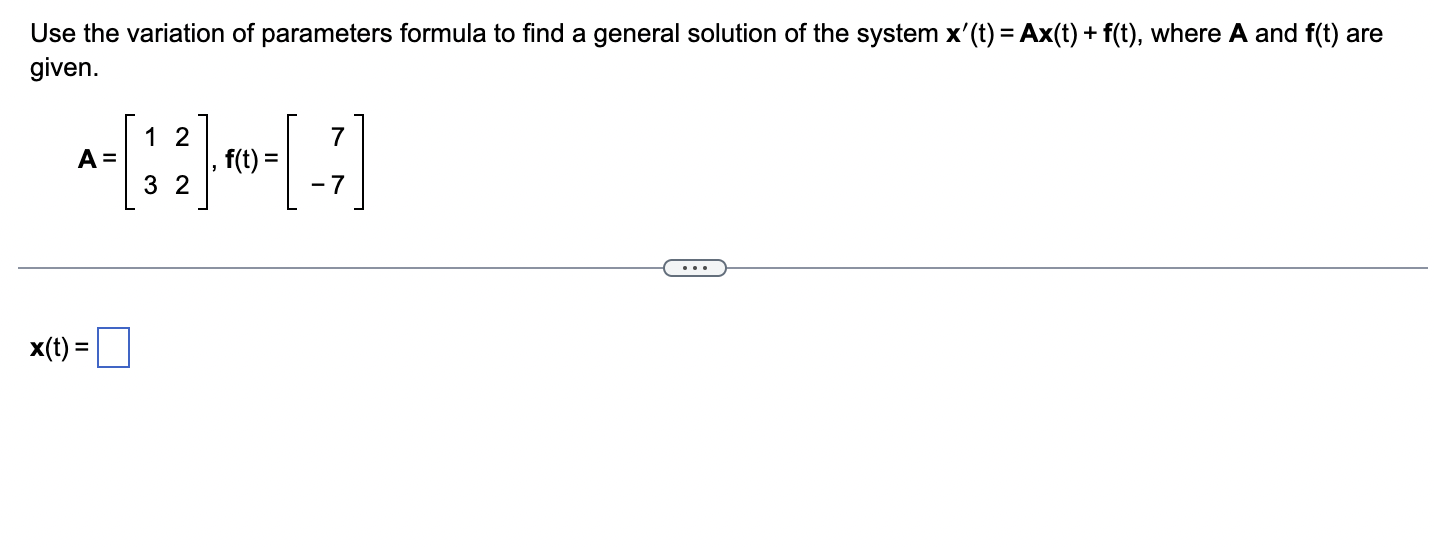 Solved Use the variation of parameters formula to find a | Chegg.com