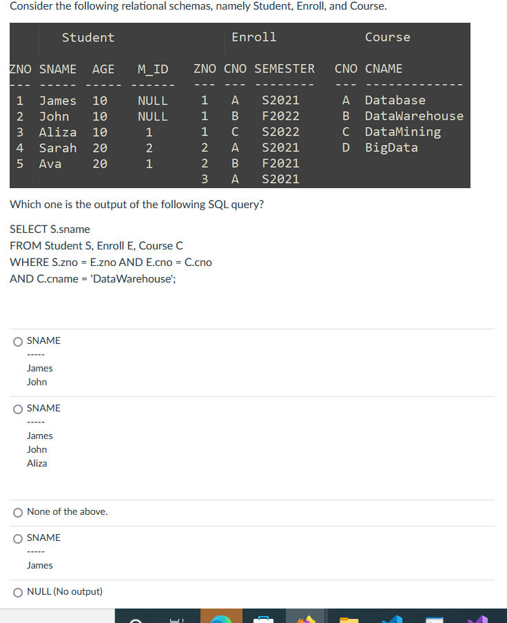 Solved Consider the following relational schemas, namely | Chegg.com