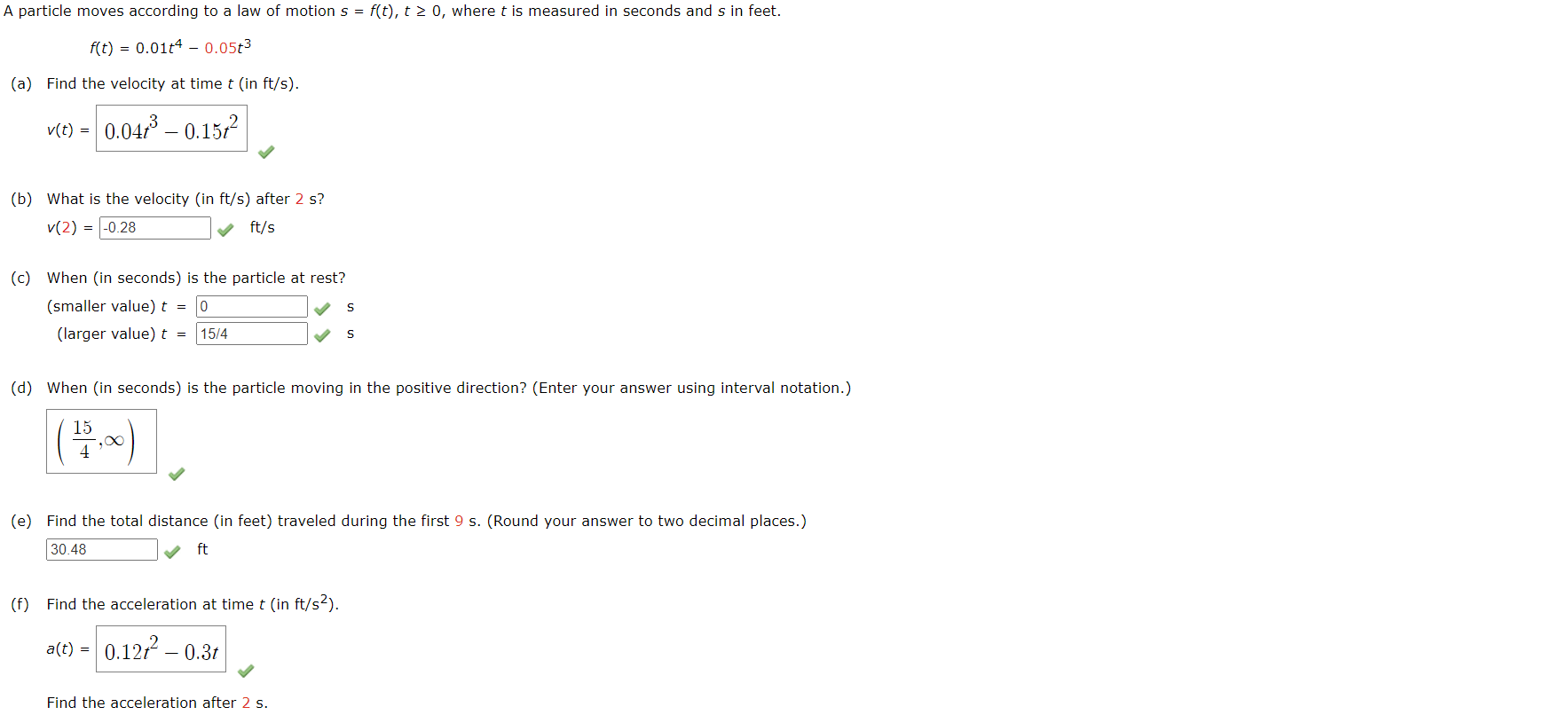 Solved A particle moves according to a law of motion | Chegg.com