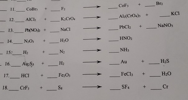 Solved CoF; + - Br2 Alz(Cros)+ CoBr + AlCl3 + Pb(NO3) + | Chegg.com