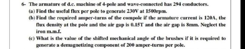 Solved 6- The armature of d.c. machine of 4-pole and | Chegg.com