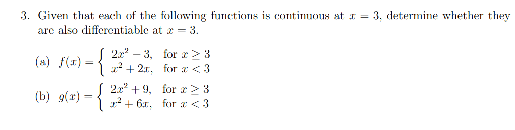 Solved 3. Given that each of the following functions is | Chegg.com