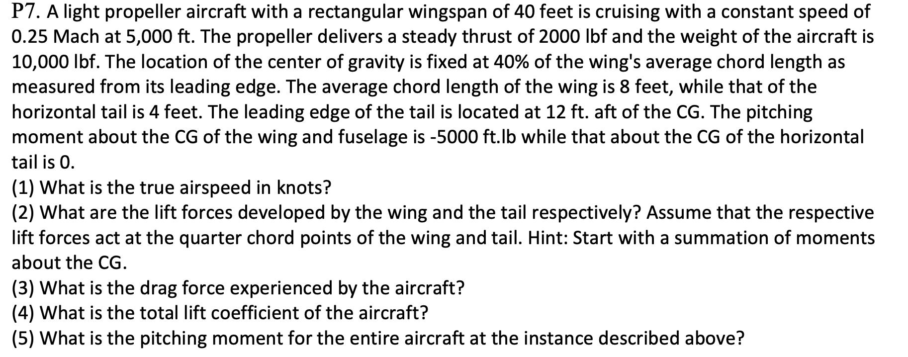 P7. A light propeller aircraft with a rectangular | Chegg.com