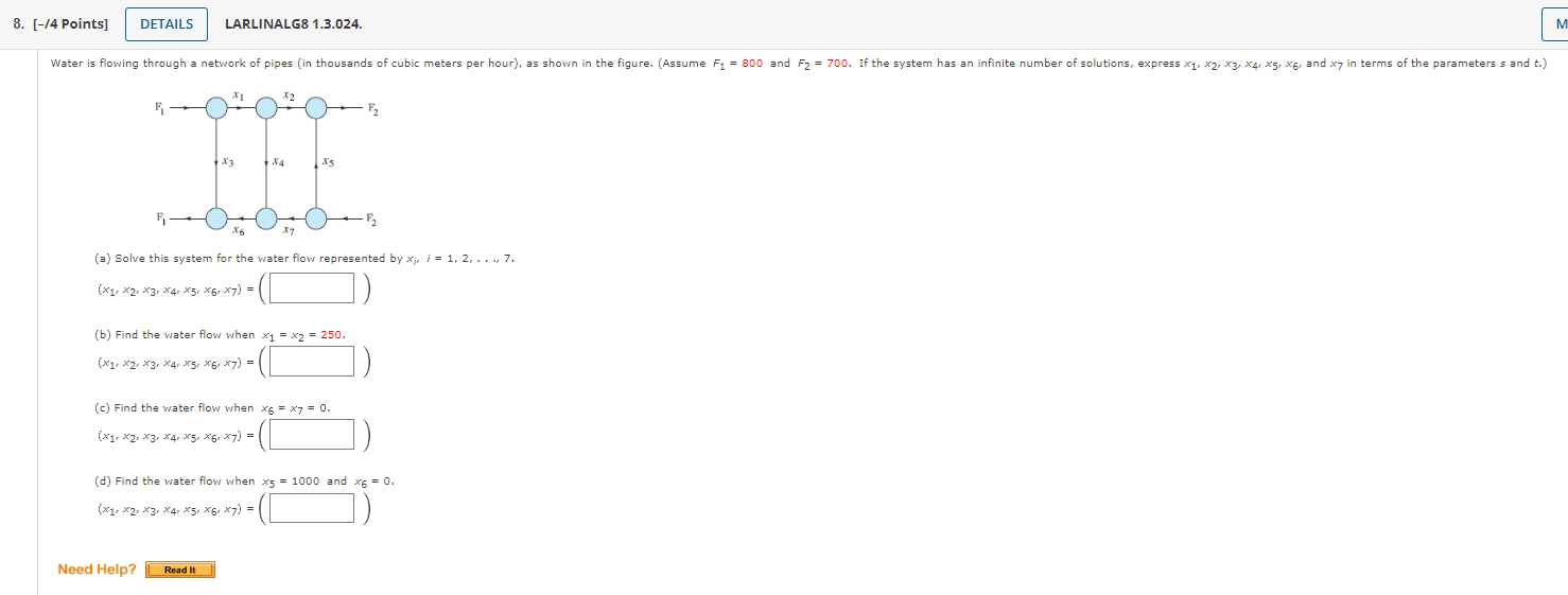 Solved (a) Solve this system for the water flow represented | Chegg.com