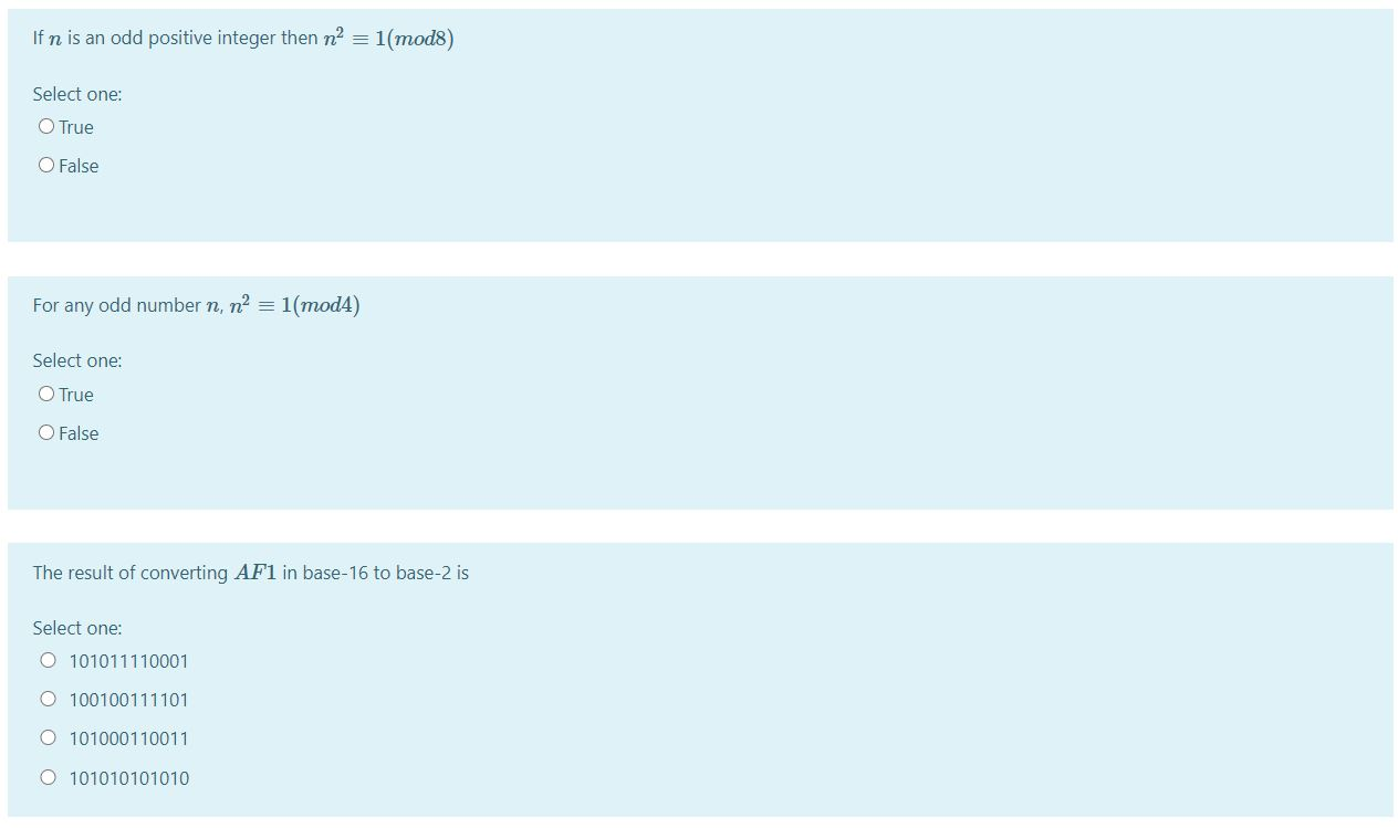 Solved If n is an odd positive integer then n = 1(mod) | Chegg.com