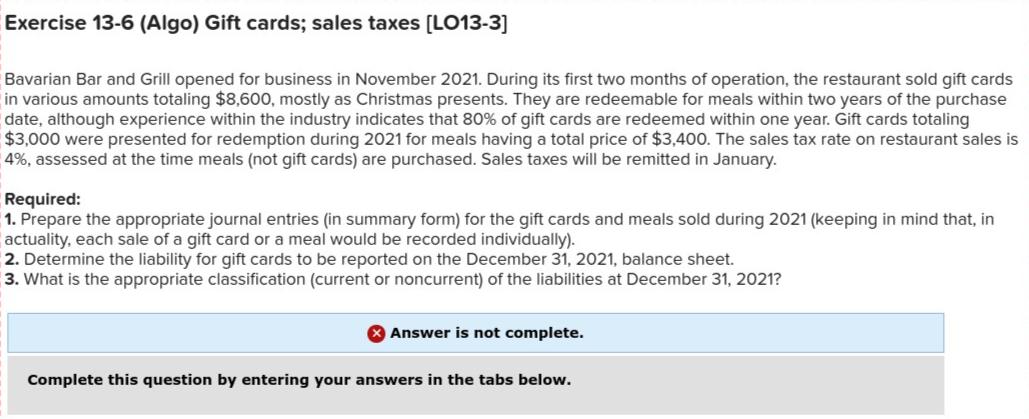 Solved 2. Determine the liability for gift cards to be | Chegg.com