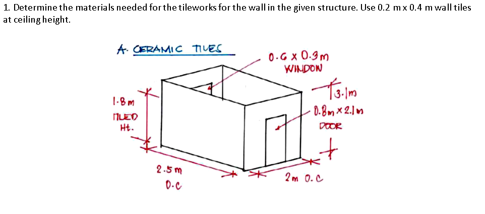 Solved Determine the materials needed for the tileworks for | Chegg.com