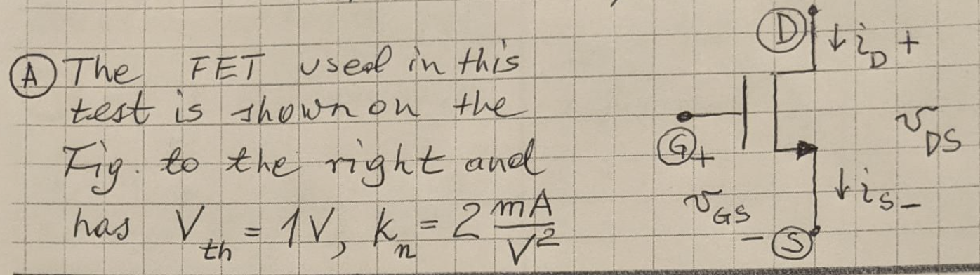 Solved (A) The FET useal in this test is shown on the Fig. | Chegg.com