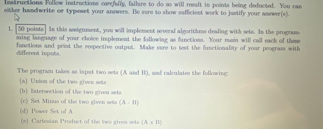 Solved Instructions Follow instructions carefully, failure | Chegg.com