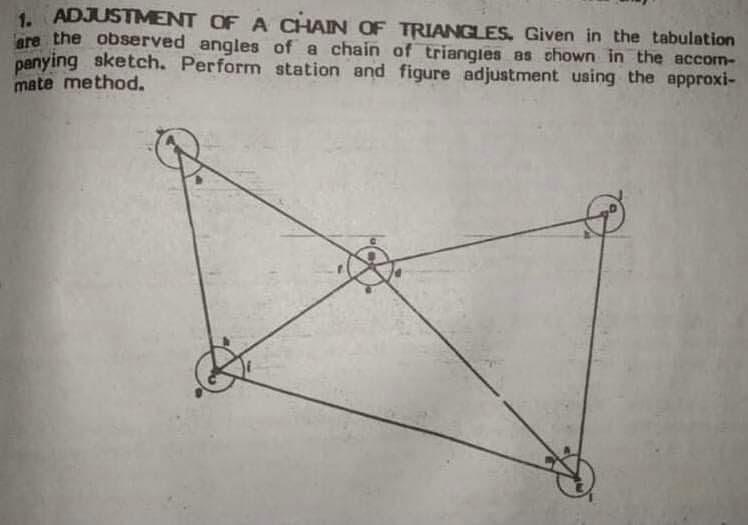 Solved 1. ADJUSTMENT OF A CHAIN OF TRIANGLES. Given in the | Chegg.com