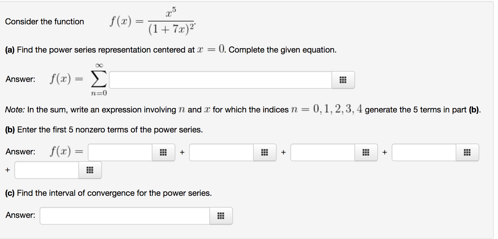 Solved 2.5 Consider the function f(x) = (1 + 7x)2 (a) Find | Chegg.com