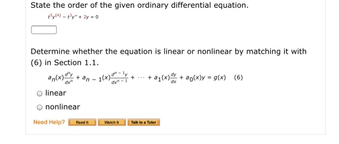 Solved State The Order Of The Given Ordinary Differential