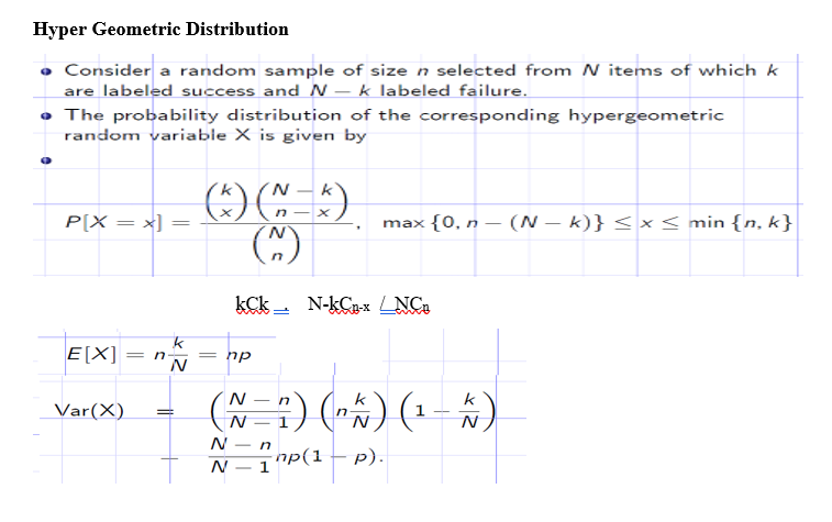 Solved Hyper Geometric Distribution • Consider a random | Chegg.com