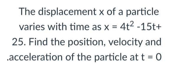 Solved The displacement x of a particle varies with time as | Chegg.com