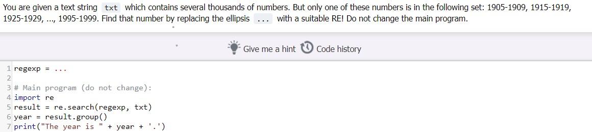 Solved I needa Python code. HINT: All the years begin with | Chegg.com