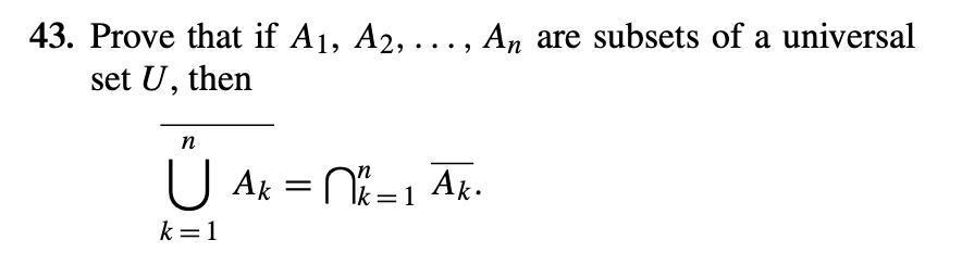 Solved 43. Prove that if A1, A2, ..., An are subsets of a | Chegg.com