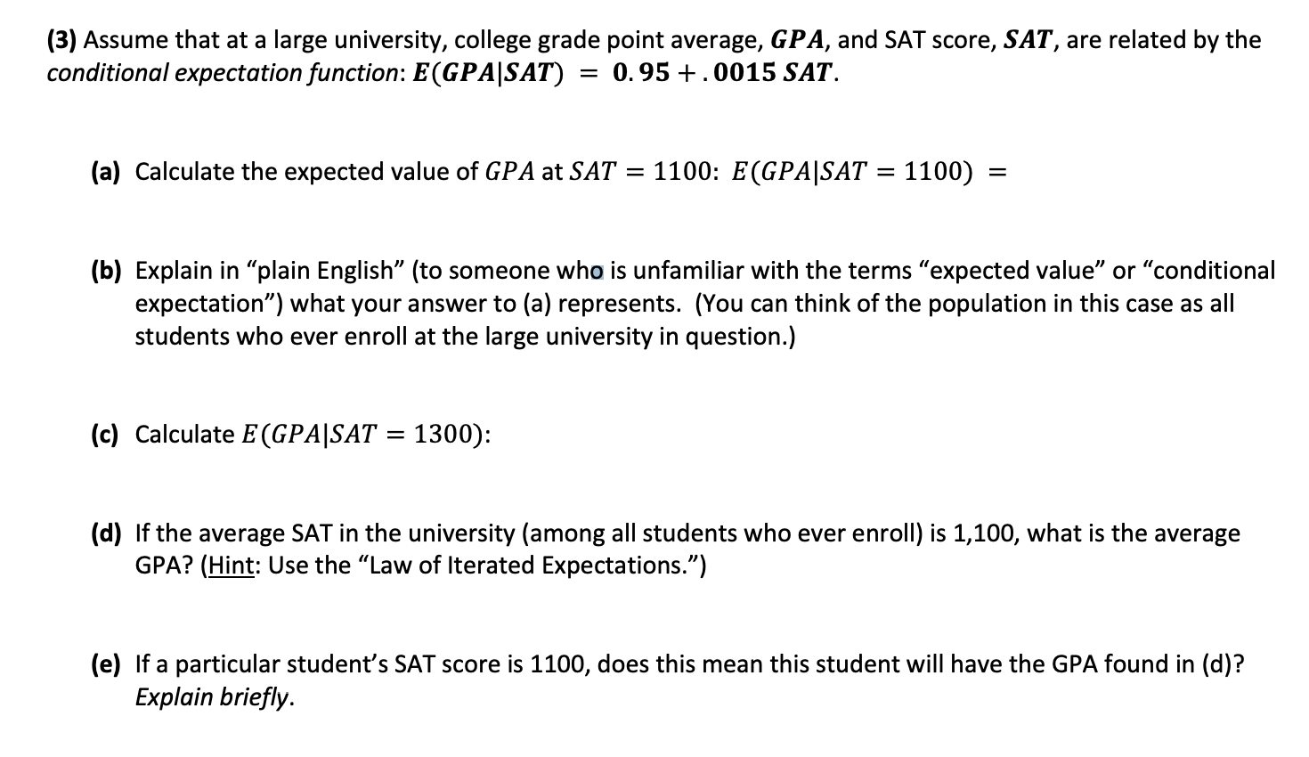 Solved (3) Assume that at a large university, college grade | Chegg.com