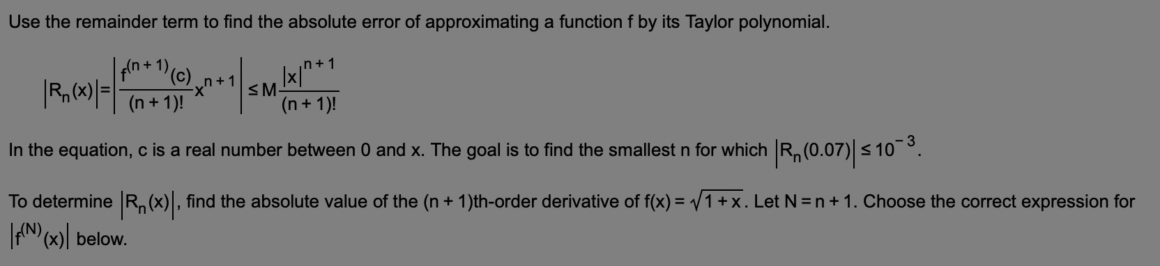 Solved Use the remainder term to find the minimum order of | Chegg.com