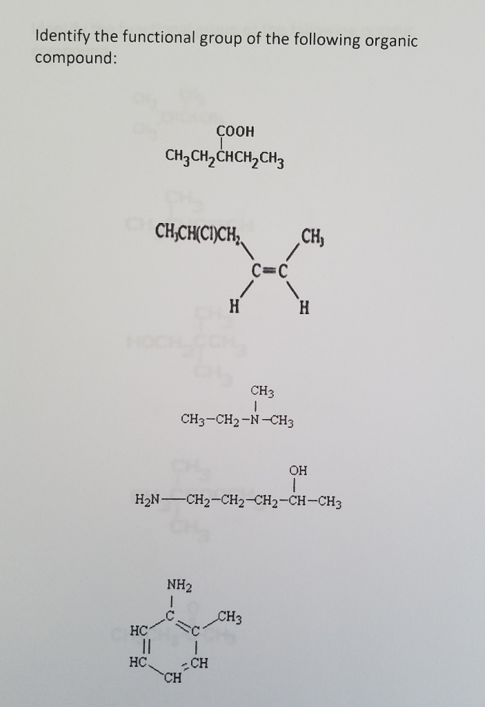 Solved Identify the functional group of the following | Chegg.com