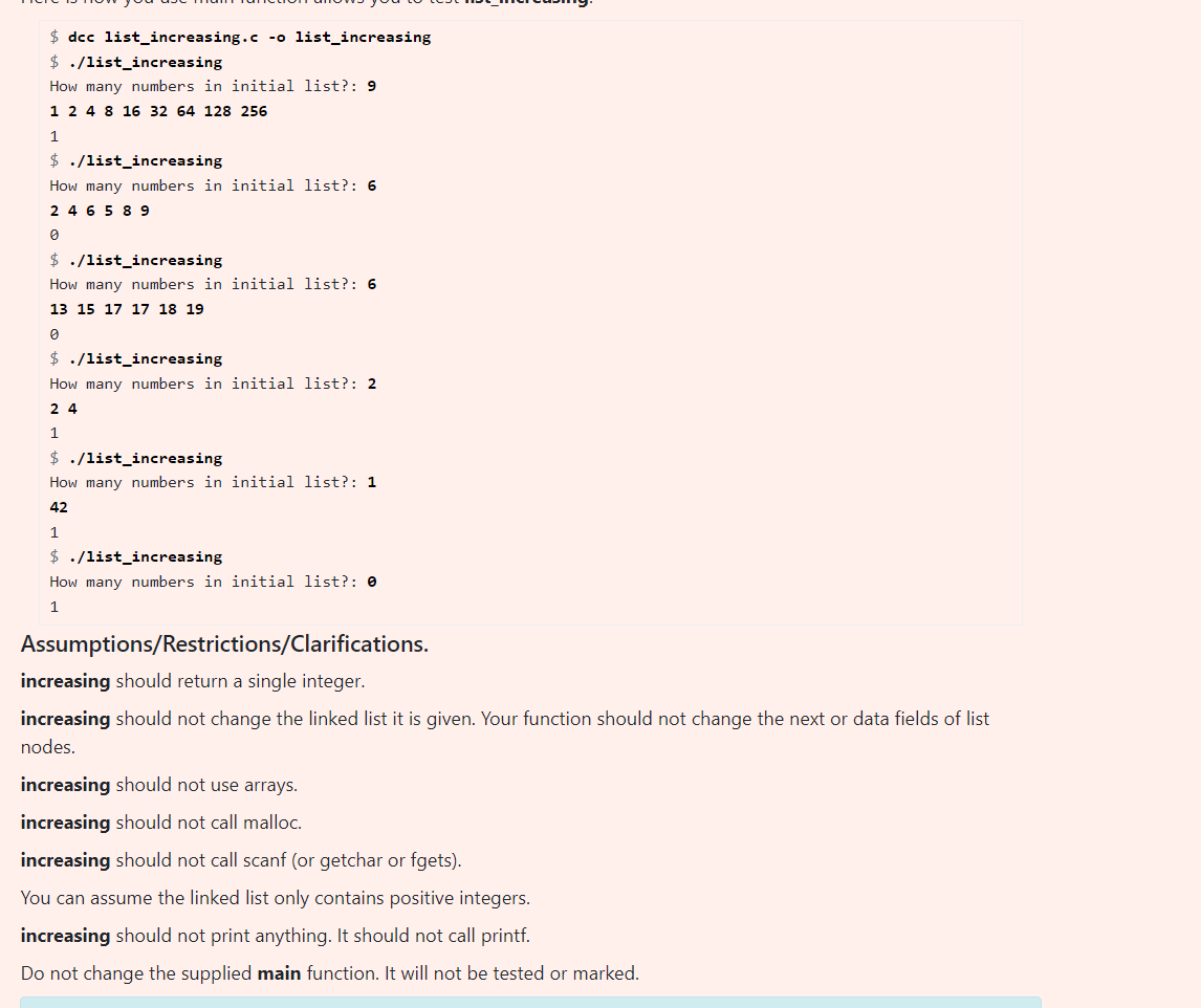 Solved increasing is given one argument, head, which is the | Chegg.com