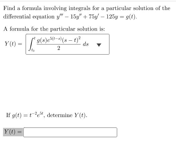 Solved Find a formula involving integrals for a particular | Chegg.com