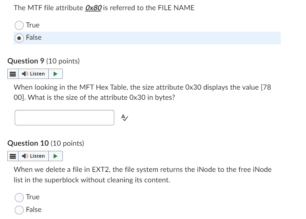 Solved The MTF file attribute 0×80 is referred to the FILE | Chegg.com