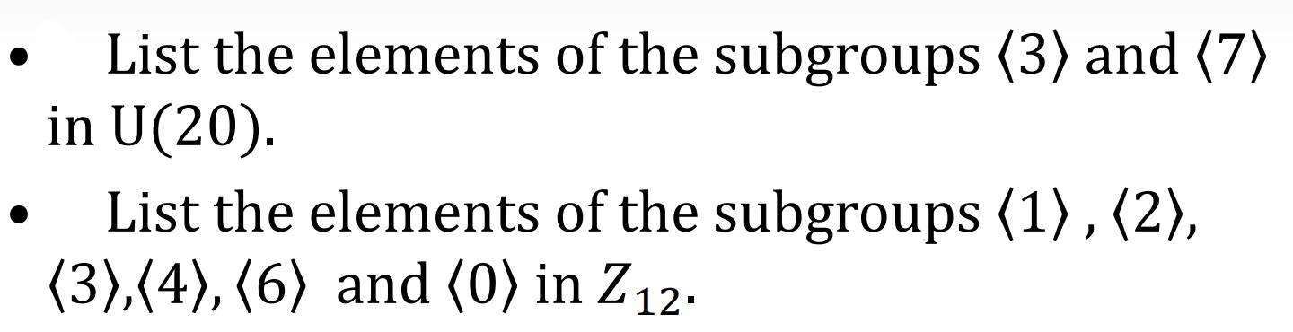 Solved List the elements of the subgroups (3) and (7) in | Chegg.com
